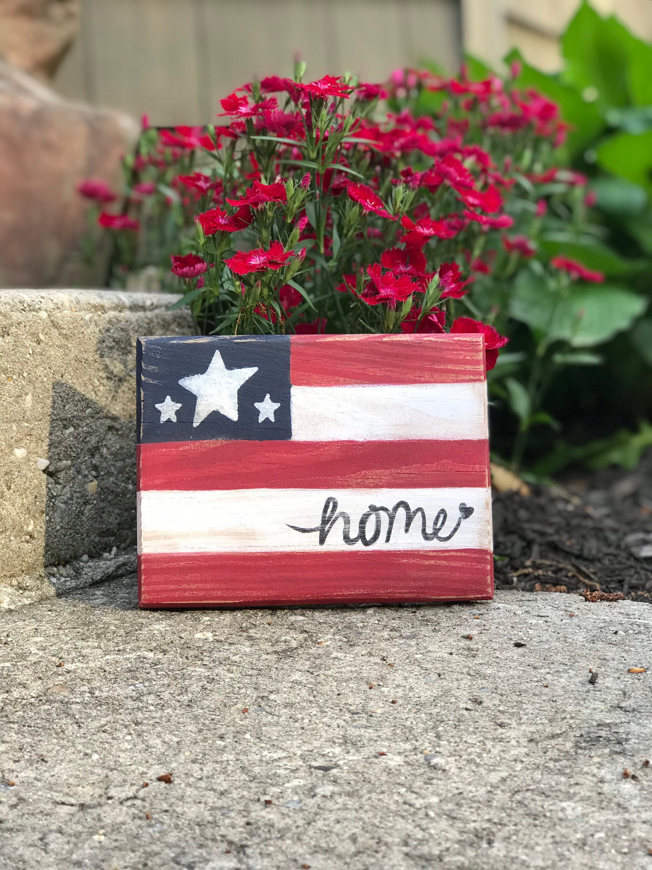 Rustic American Flag Wall Art, Americana Home Decor Homemade With ...
