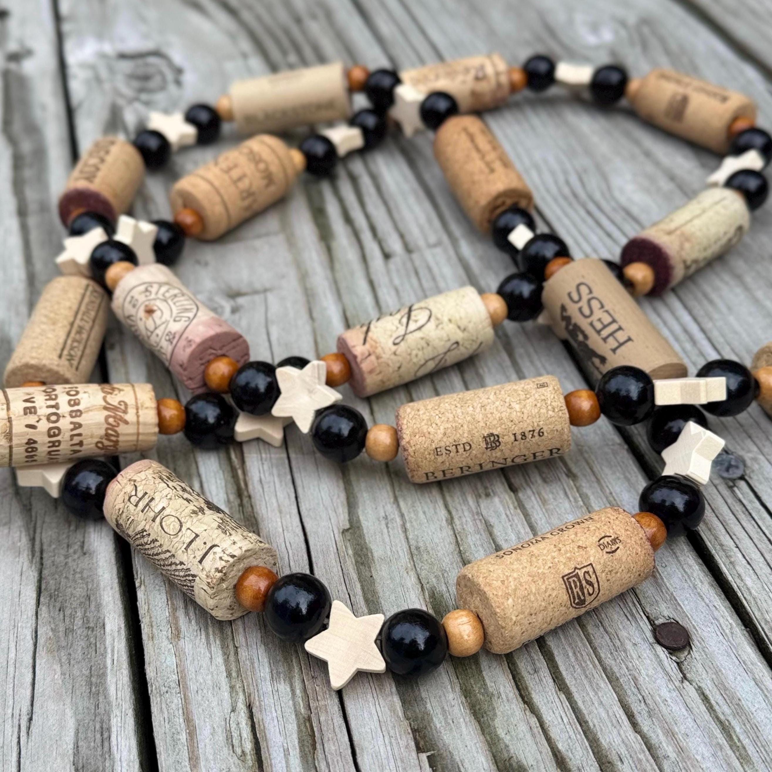 Unique Handmade Repurposed Wine Cork & Star Garland With Multicolored ...