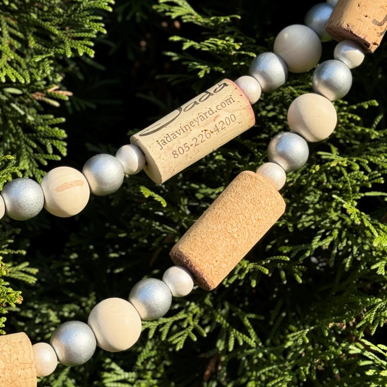 Handmade Repurposed Wine Cork Garland With Silver Wood Beads | Eco ...