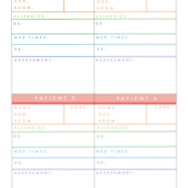 Cute Nurse Report Sheet - Etsy