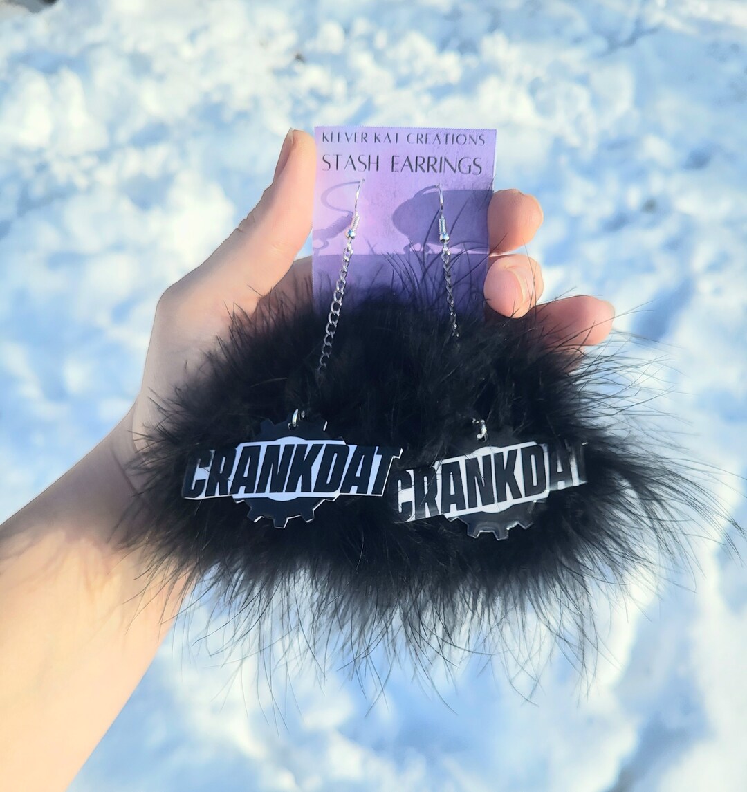 Crankdat Stash Earrings - Fuzzy Festival Earrings, Rave Earrings, Rave Accessories, Fluff ...