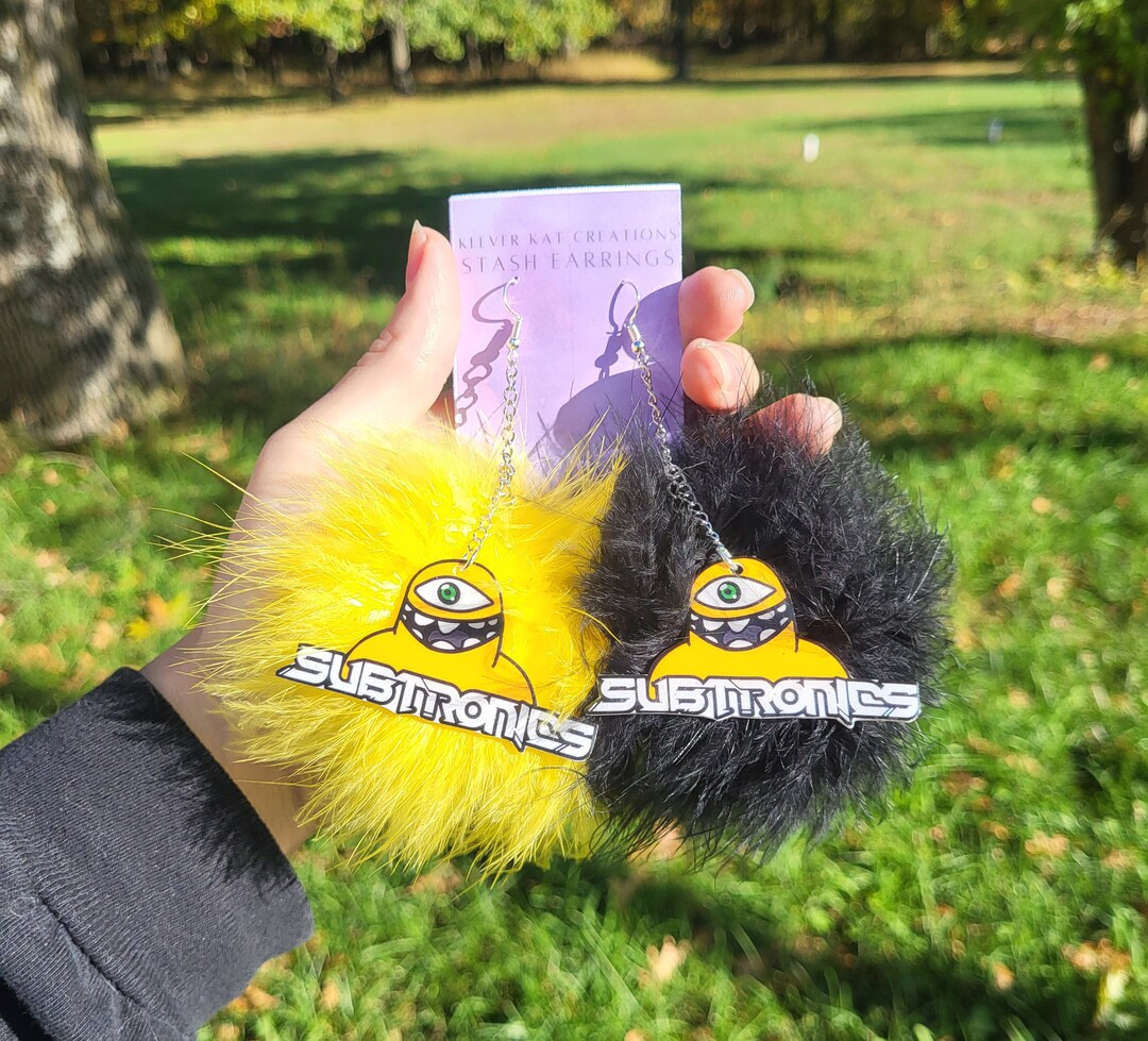Subtronics Stash Earrings - Fuzzy Festival Earrings, Rave Earrings ...
