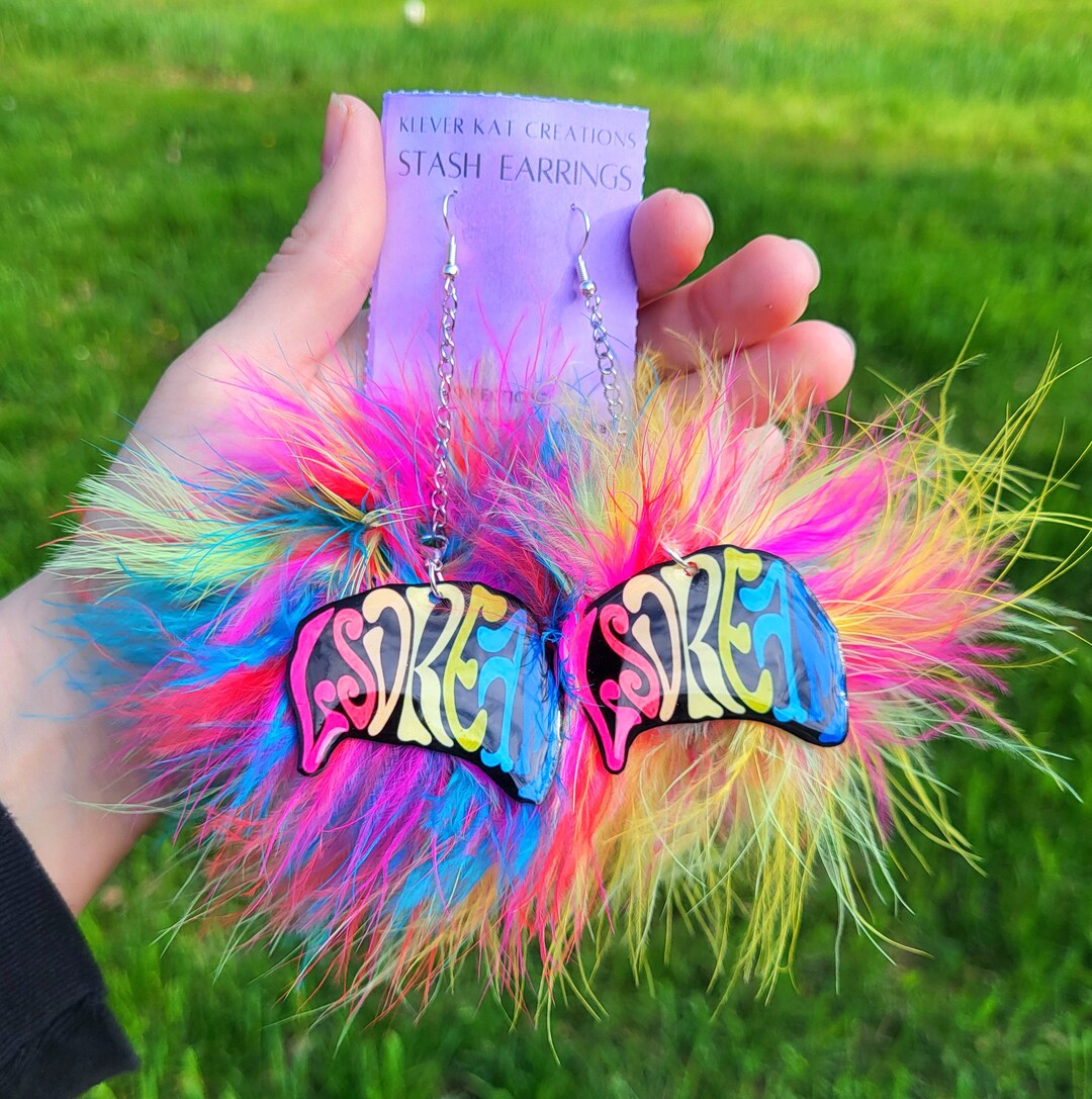 Lsdream Stash Earrings - Pom Pom Earrings, Fuzzy Earrings, Fuzzy ...