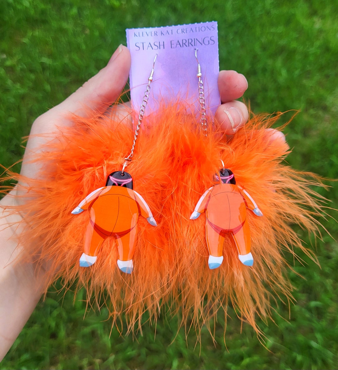 Mr Wobble Stash Earrings- Fuzzy Festival Earrings, Rave Earrings, Fluff Earrings, Feather ...