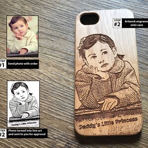 Laser Engraved Wood Portrait Phone Case - Etsy