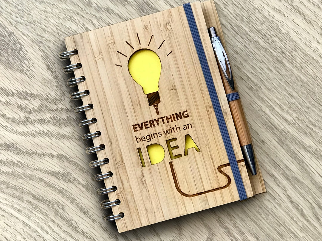 Idea Themed Eco Friendly Bamboo Notebook / Journal With Recycled Paper ...