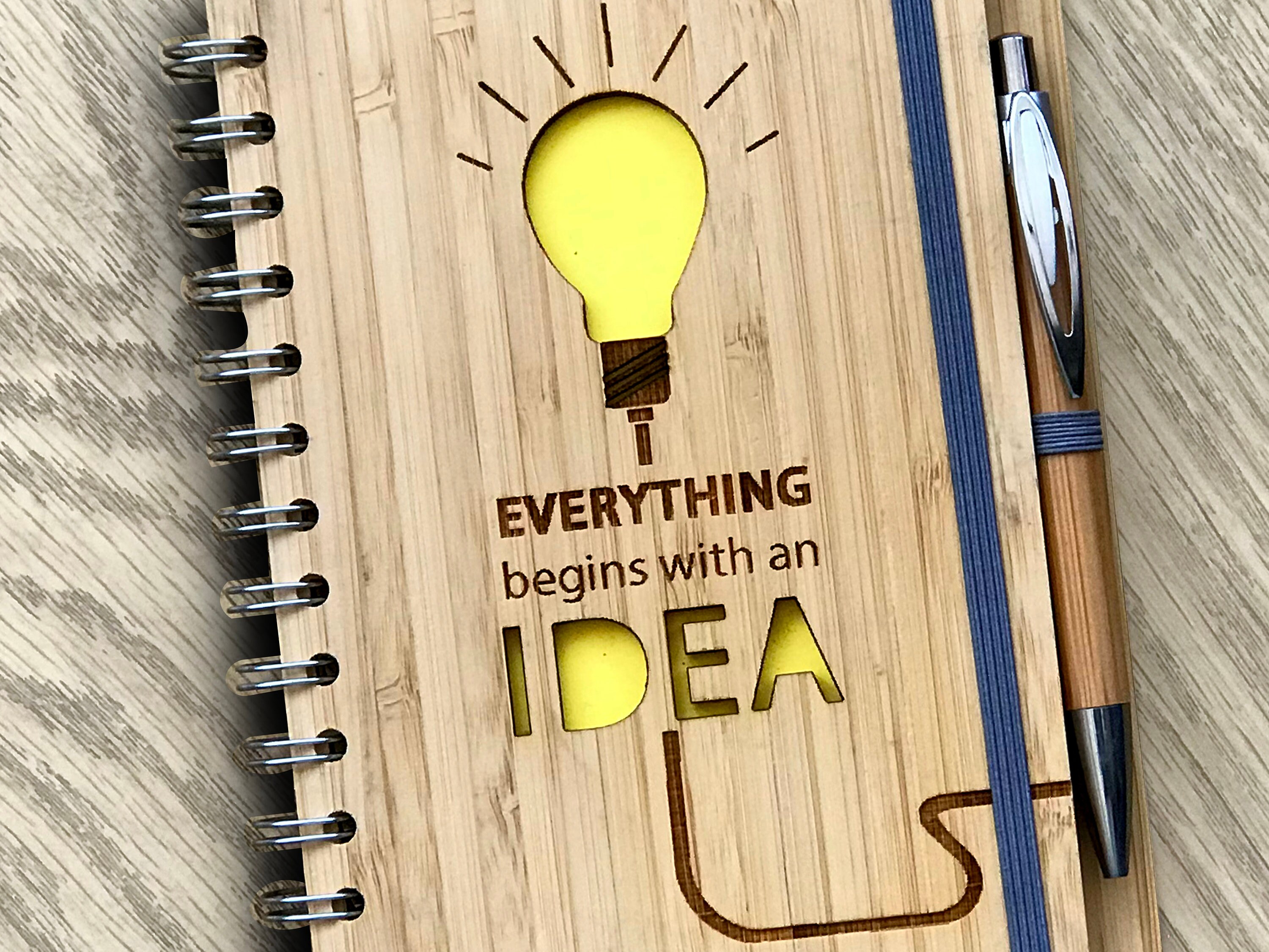 Idea Themed Eco Friendly Bamboo Notebook / Journal with | Etsy