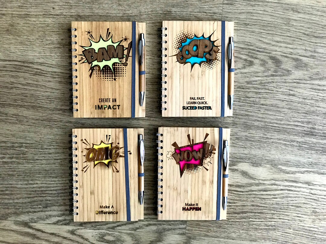 Comic Strip Themed Eco Friendly Bamboo Notebook With Recycled Paper and ...