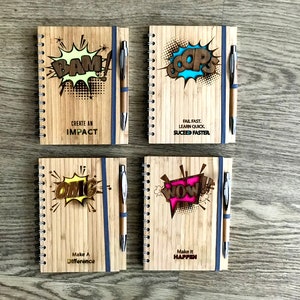 Comic Strip Themed Eco Friendly Bamboo Notebook With Recycled Paper and ...