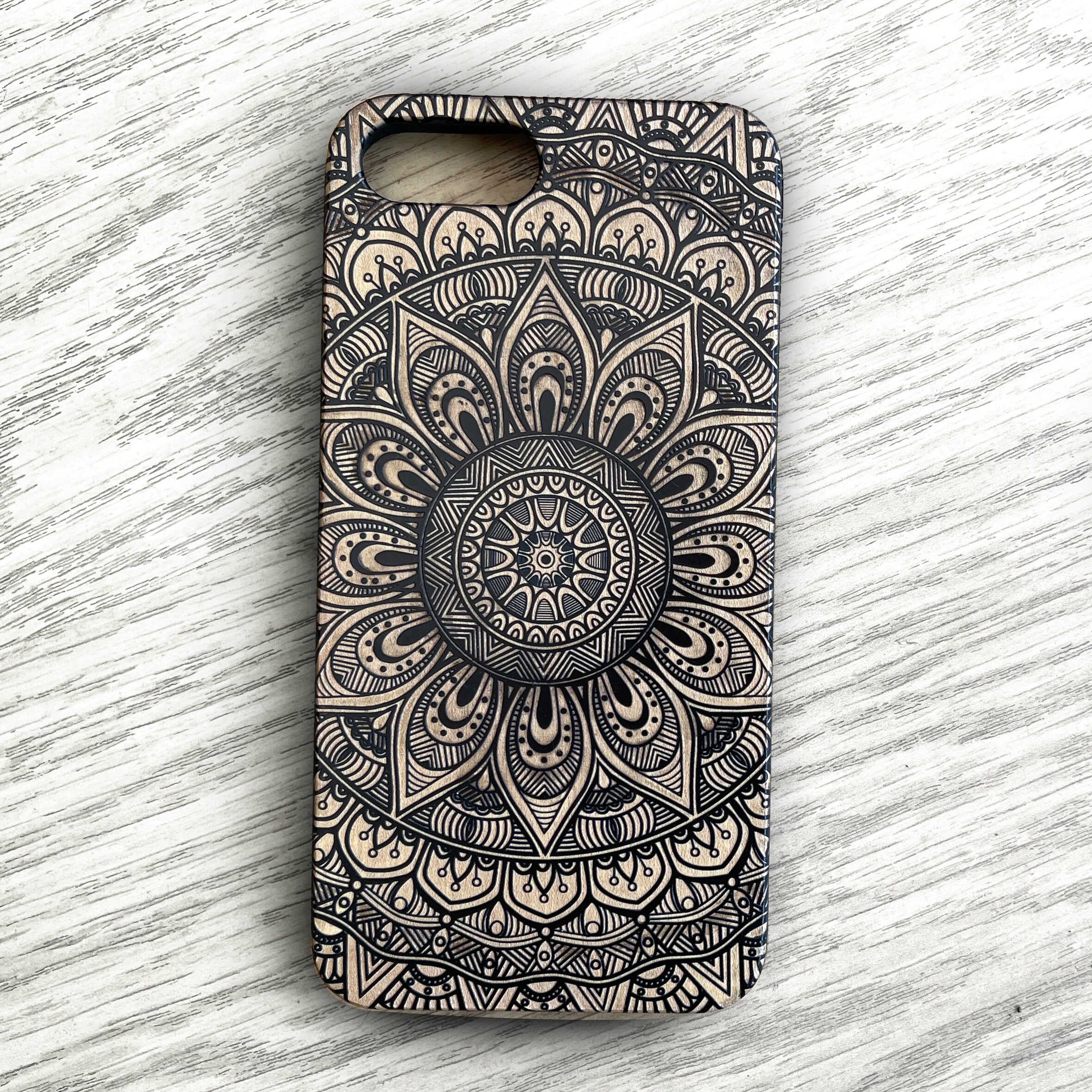Modern Mandala Design Wood Phone Case for Iphone and Samsung - Etsy