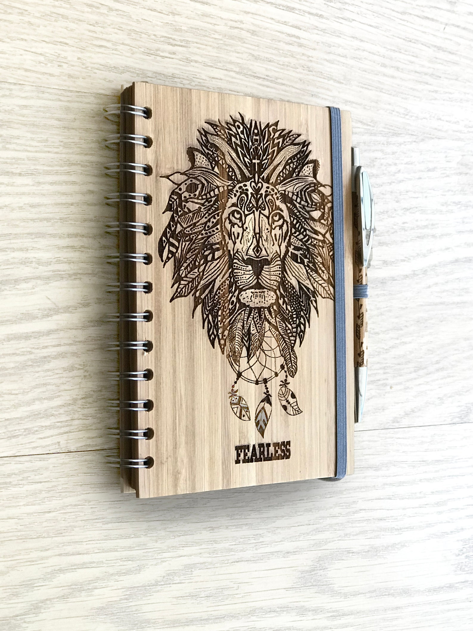Eco Friendly Bamboo Notebook & Personalised Pen With Laser Engraved ...