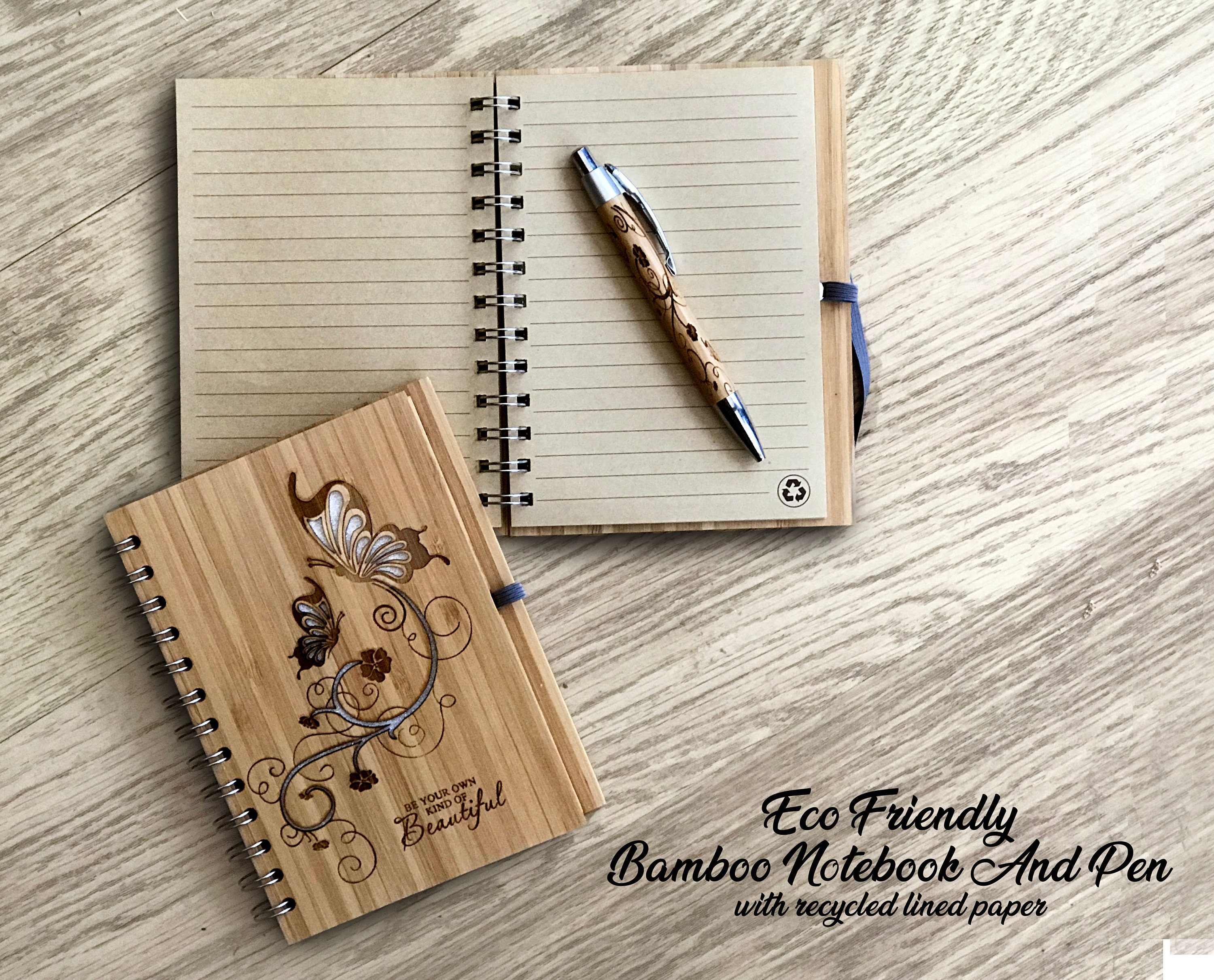Butterfly Design Eco Friendly Bamboo Notebook/Journal & | Etsy