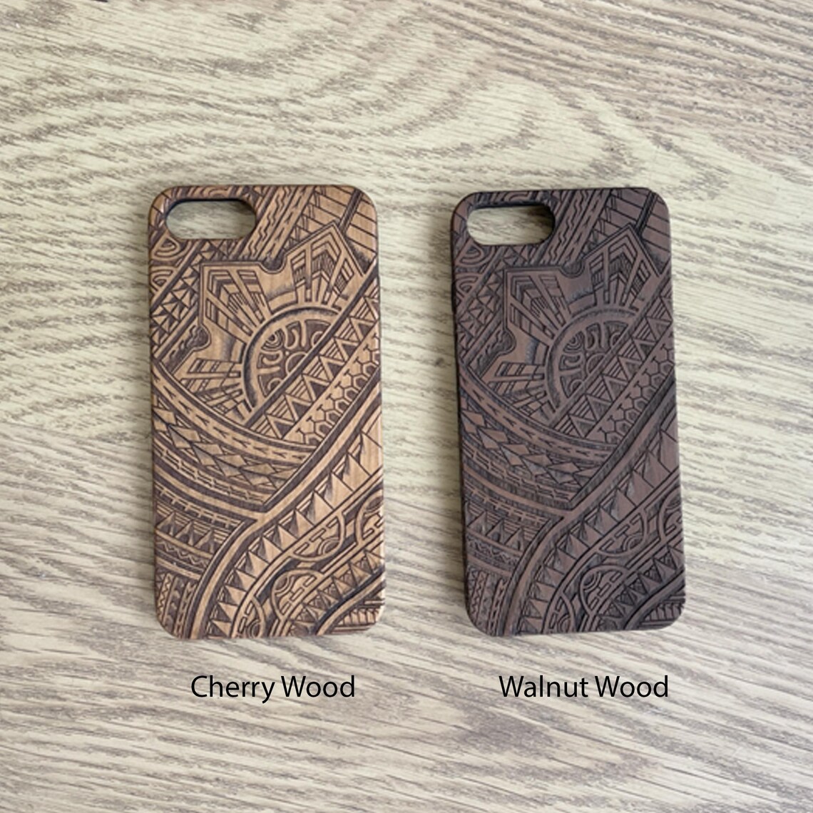 Real Wood Phone Case With Maori Sleeve Tattoo Inspired Design for ...