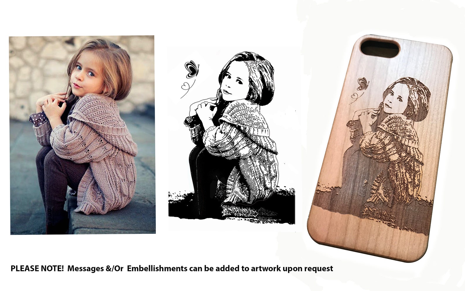 Laser Engraved Wood Portrait Phone Case - Etsy