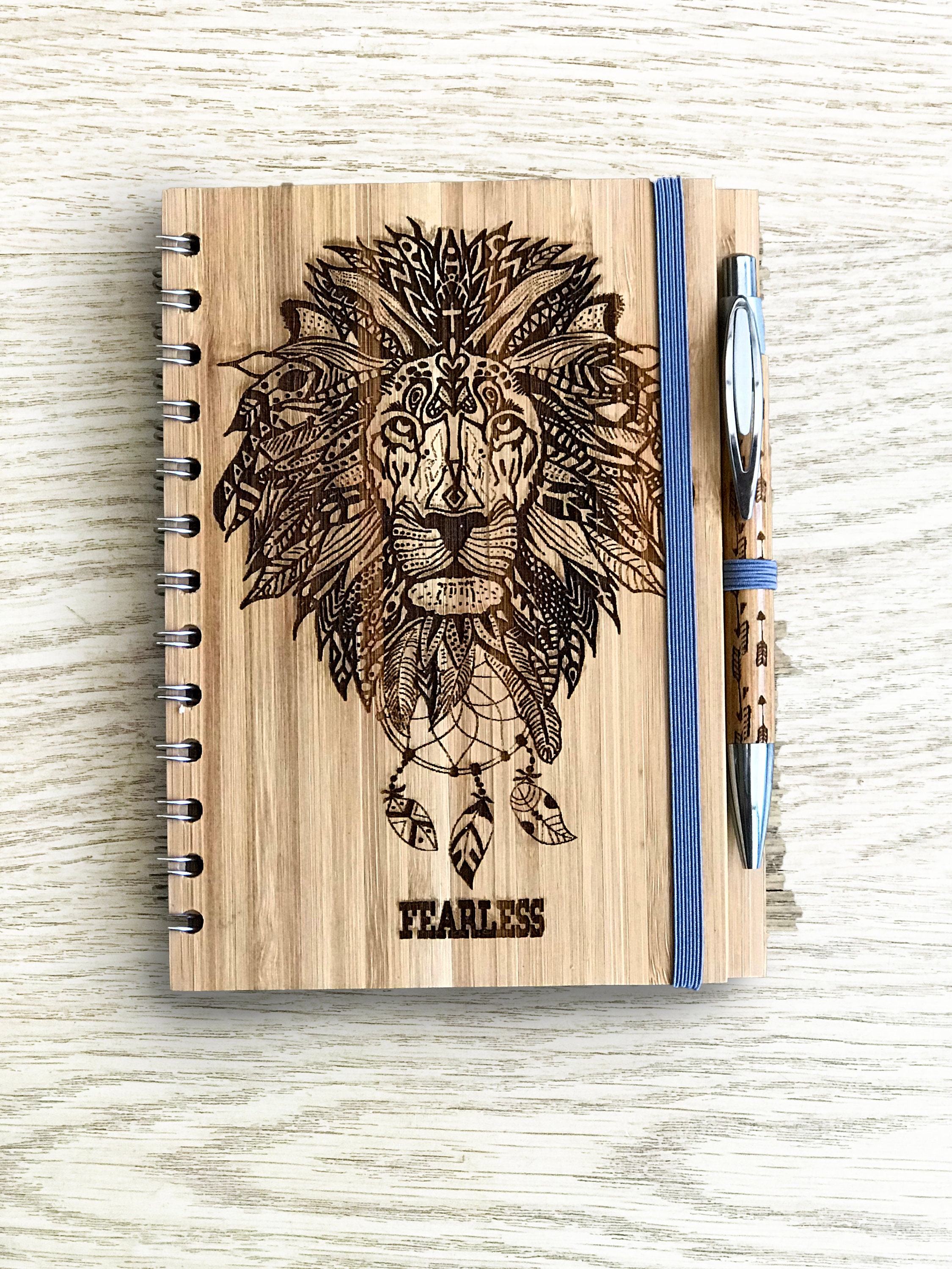 Eco Friendly Bamboo Notebook & Personalised Pen With Laser Engraved ...