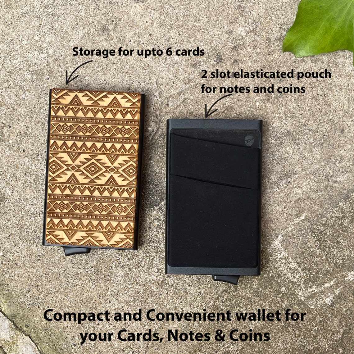 Aztec Pattern Solid wood topped minimalist pop-up card wallet | Etsy