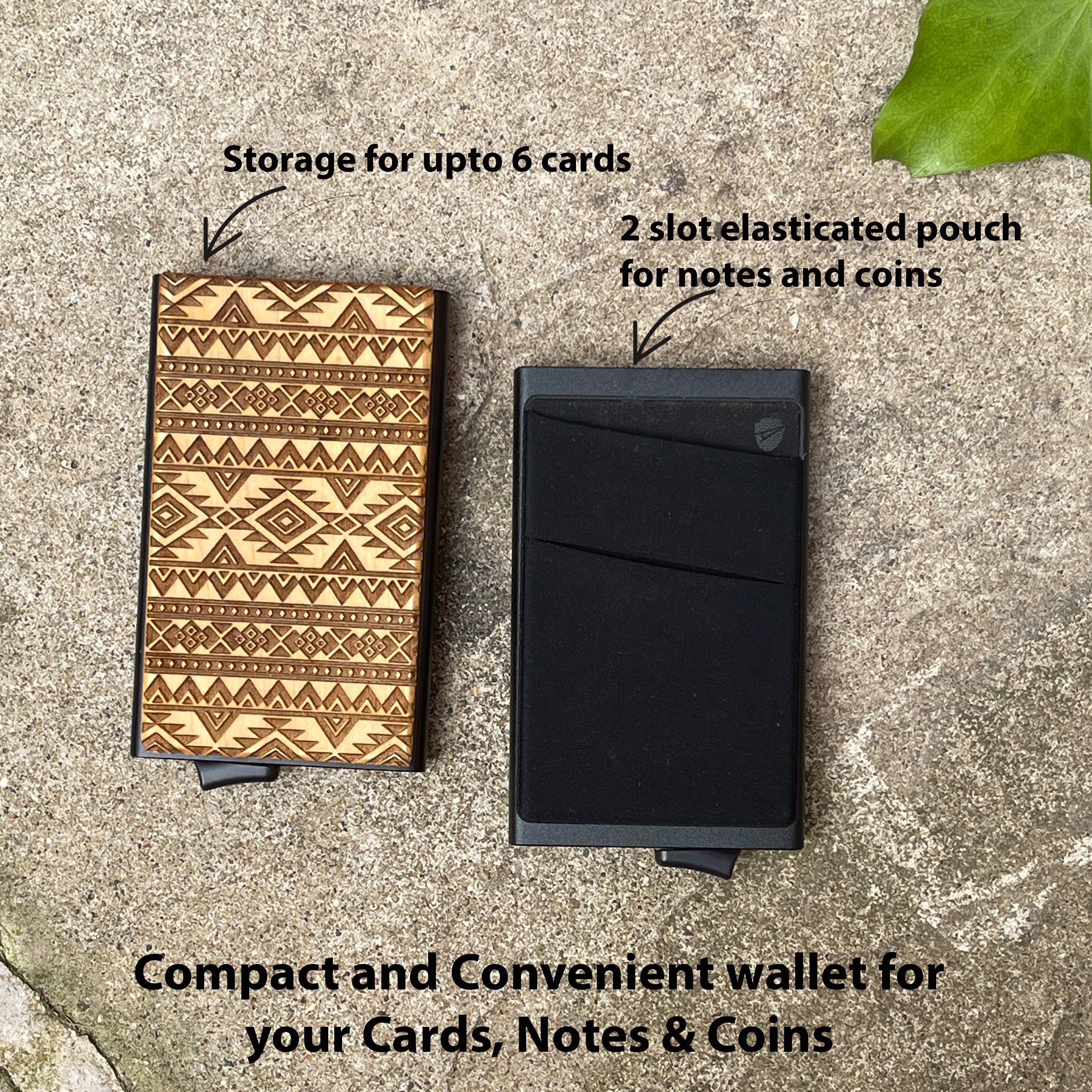 Aztec Pattern Solid Wood Topped Minimalist Pop-up Card Wallet With ...