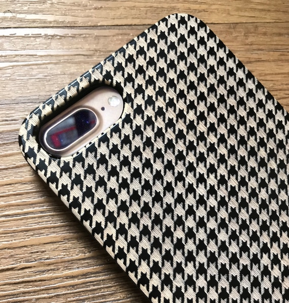 Hound Tooth Patterned Real Wood Laser Engraved Phone Case | Etsy