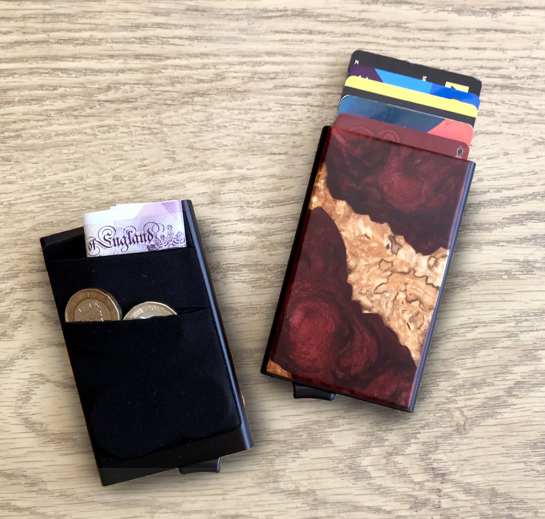 Wood & Resin Pop-up Card Wallet With Elasticated Coin Pouch - Etsy