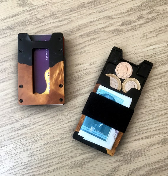 Wood & Resin Minimalist Card / Coin Wallet - Etsy