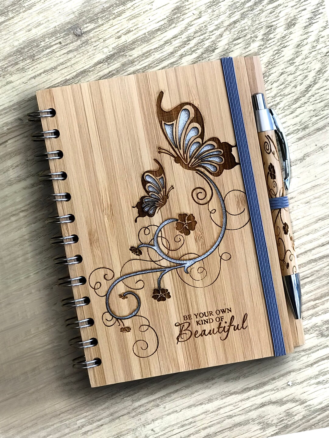 Butterfly Design Eco Friendly Bamboo Notebook/journal & Personalised ...