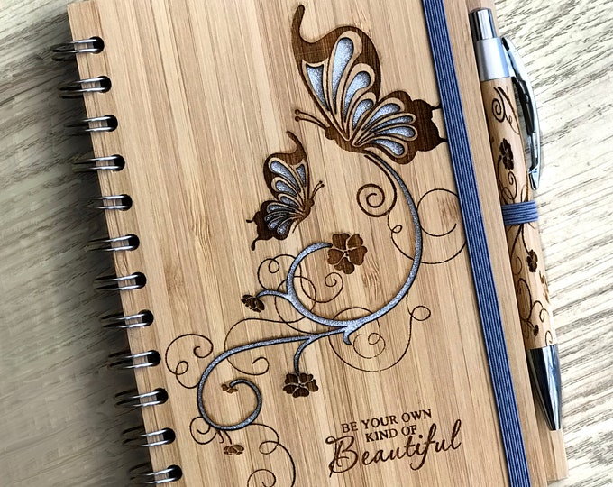 Butterfly Design Eco Friendly Bamboo Notebook/journal & Personalised ...