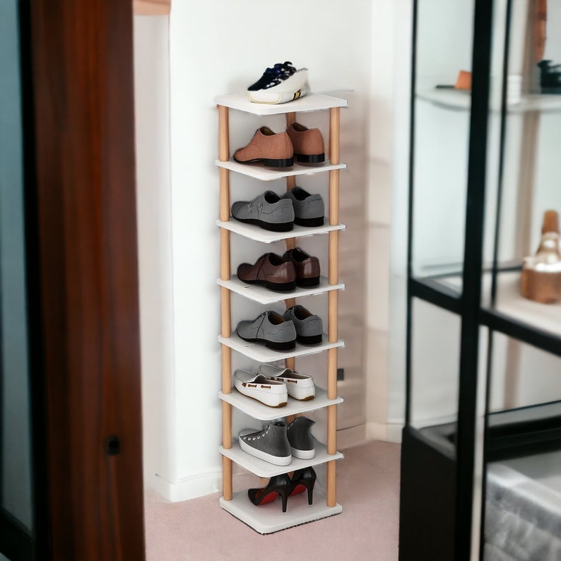 8 Tiers Wooden Vertical Shoe Rack Shoe Storage Stand - Etsy