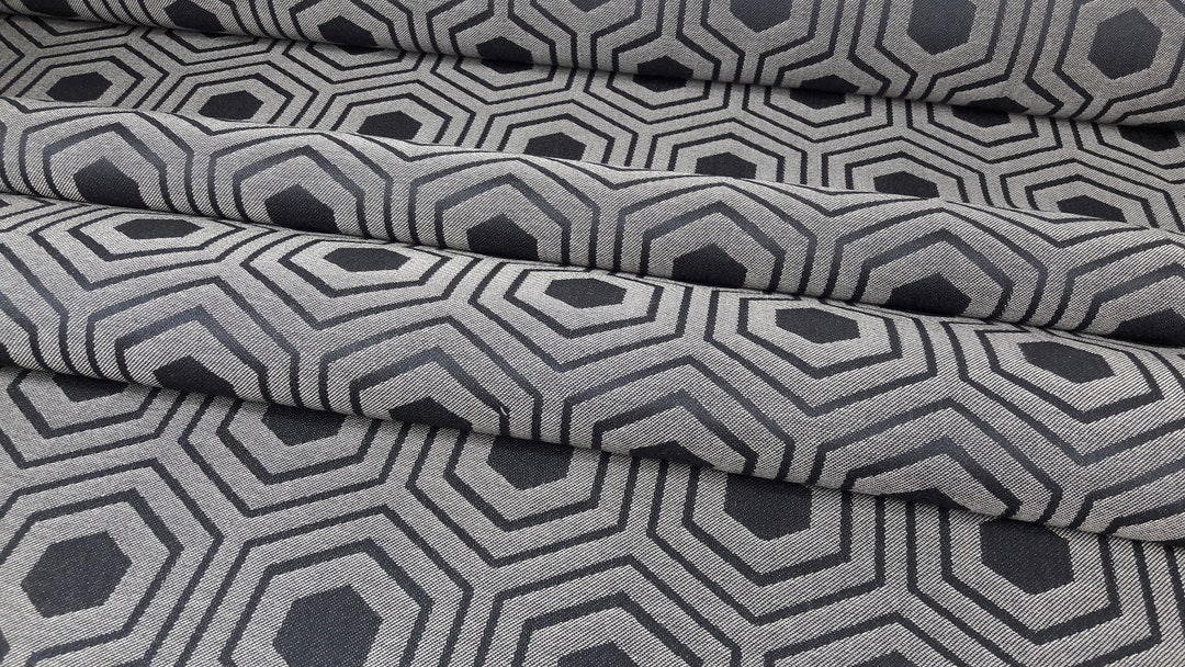 Dralon Fabric Black/brown Melange, Geometric Pattern, Outdoor Fabric ...