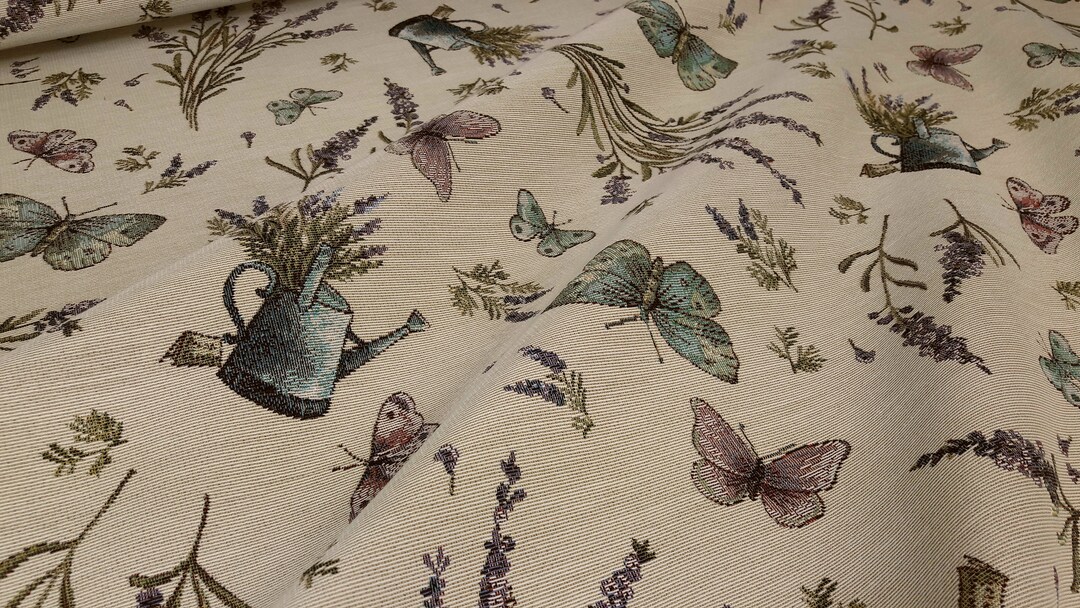 Gobelin Fabric, Decorative Fabric "lavendeldream" Beige-purple ...