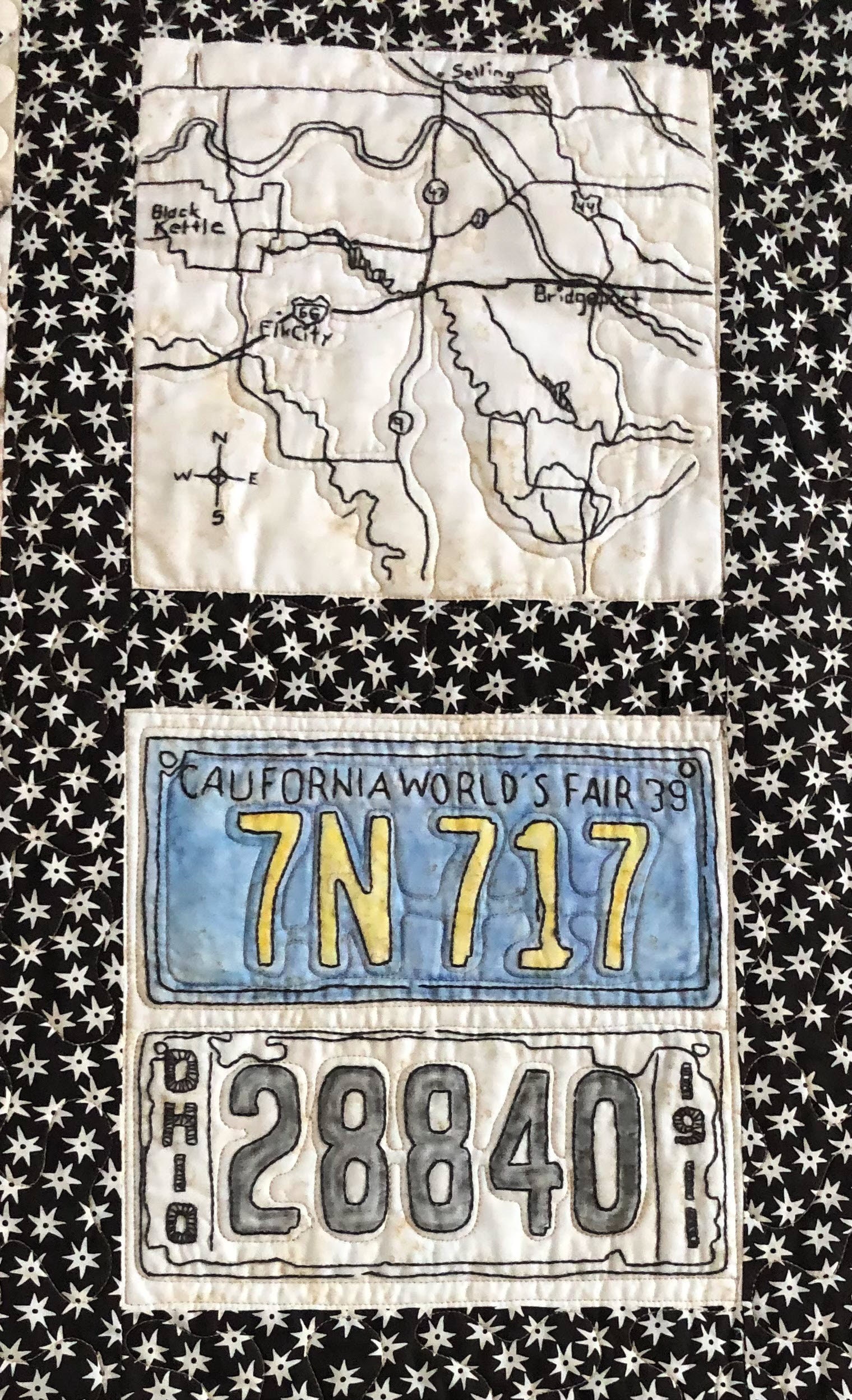 Route 66 Handmade Quilt for Sale Embroidered Route 66 Quilt Design by ...