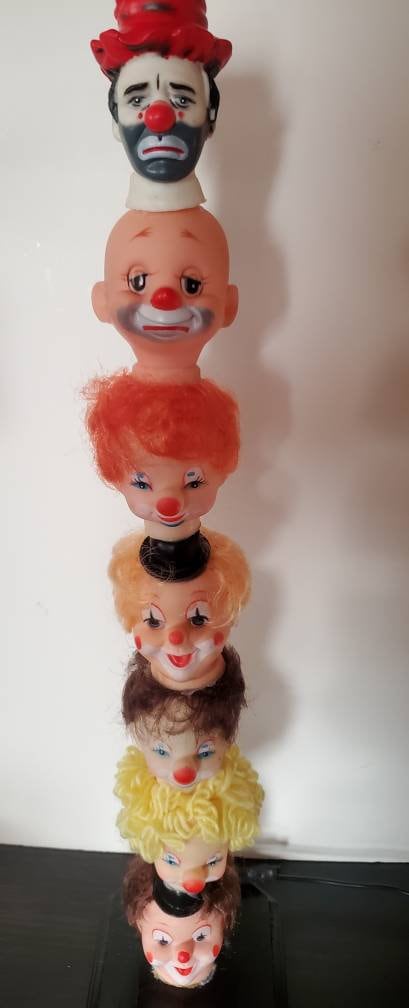 Vintage clown head totem pole stack color select accent lamp | Etsy