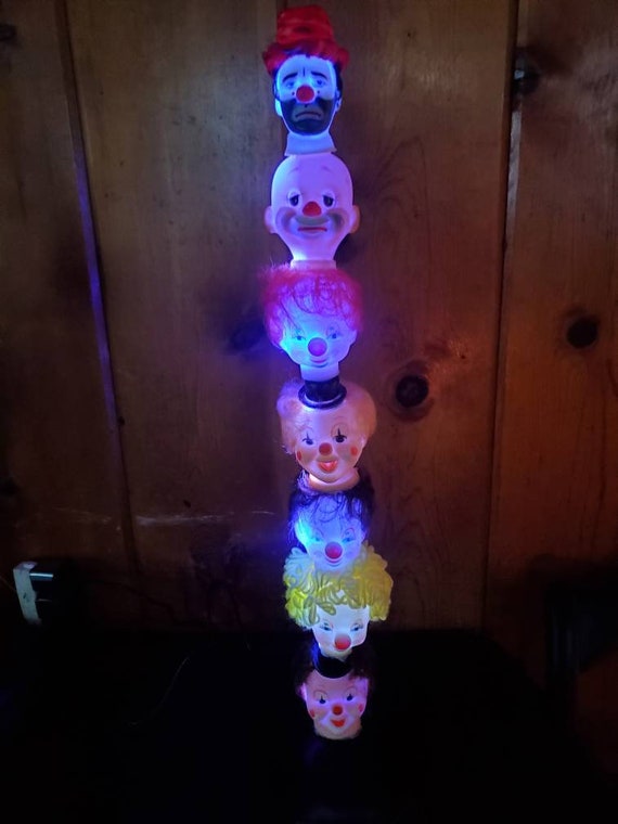 Vintage clown head totem pole stack color select accent lamp | Etsy