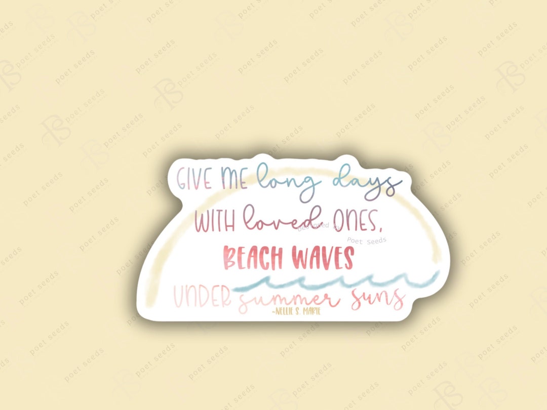 Summer Poem Vinyl Sticker Fun Summer Quotes Water Bottle, Laptop Decal ...