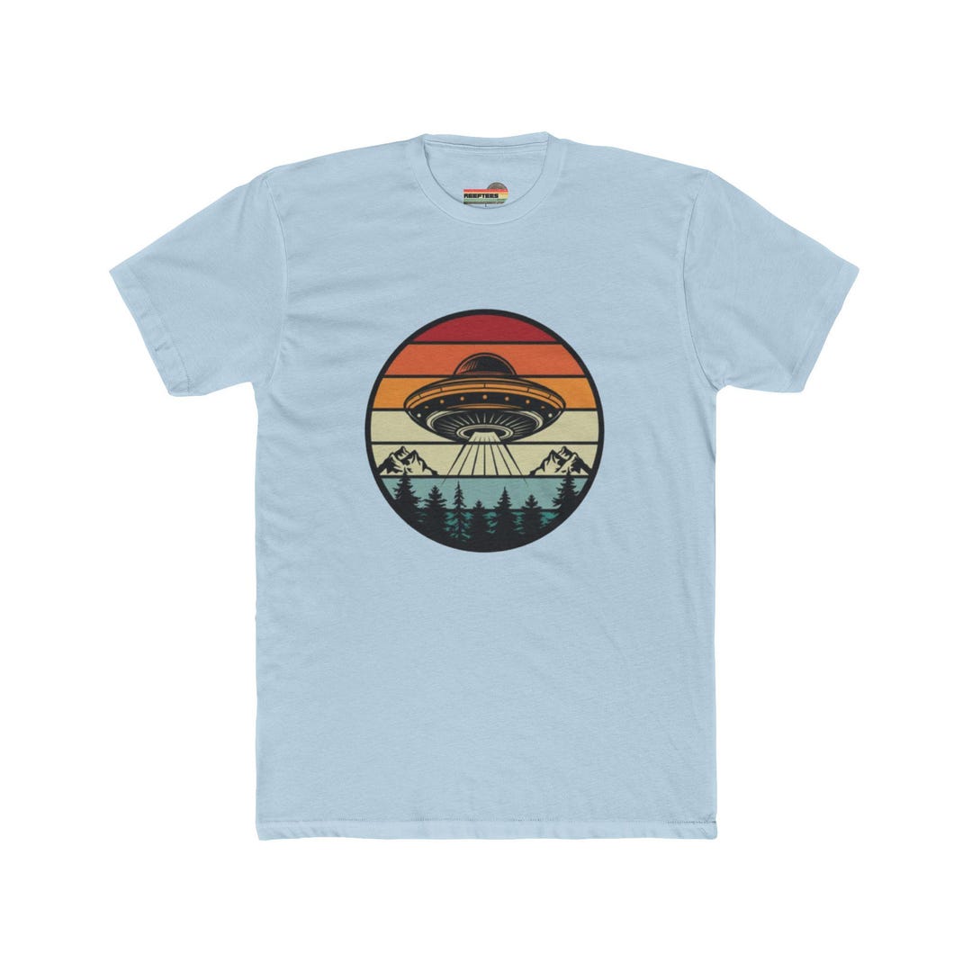 Retro UFO Abduction Tee | Vintage Sunset Alien Spaceship Graphic - Etsy