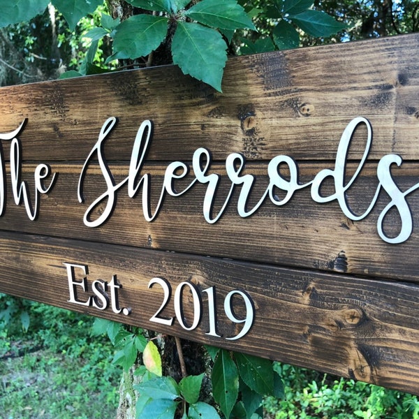 Rustic Last Name Home Sign - Etsy