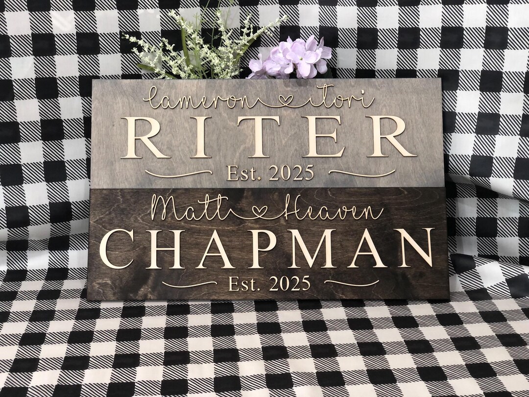 Family Wooden Sign | Personalized Wedding Gift | Wedding Present | 3D ...