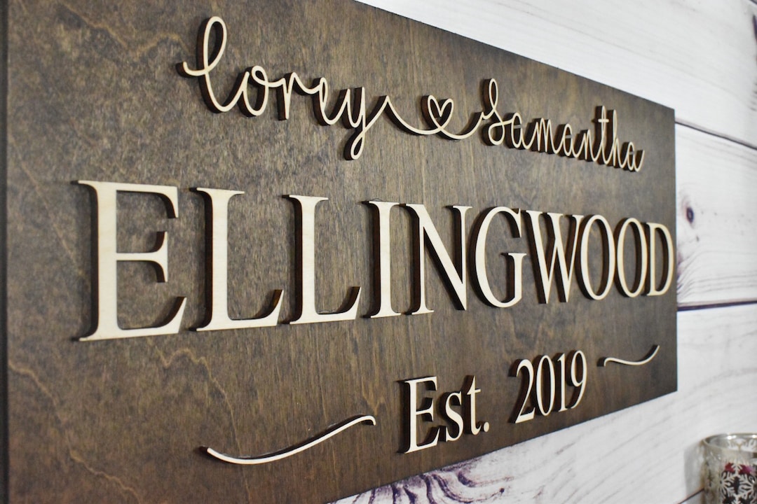 3D Wooden Family Name Sign | Personalized Wedding Gift - Etsy