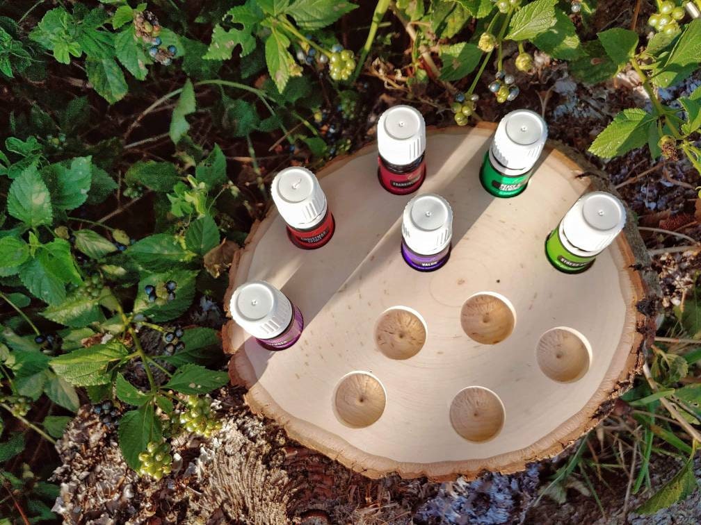 Rustic Wood Slice Essential Oil Bottle Holder - Etsy