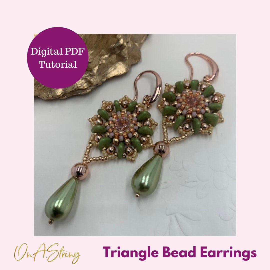 Triangle Bead Earring Tutorial: DIY Seed Bead Pattern (PDF Digital ...