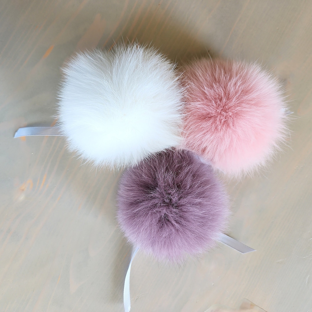 Real Fur Fox Pompom for Hat, 5 Inch Shipping From the USA, Furry Poms ...