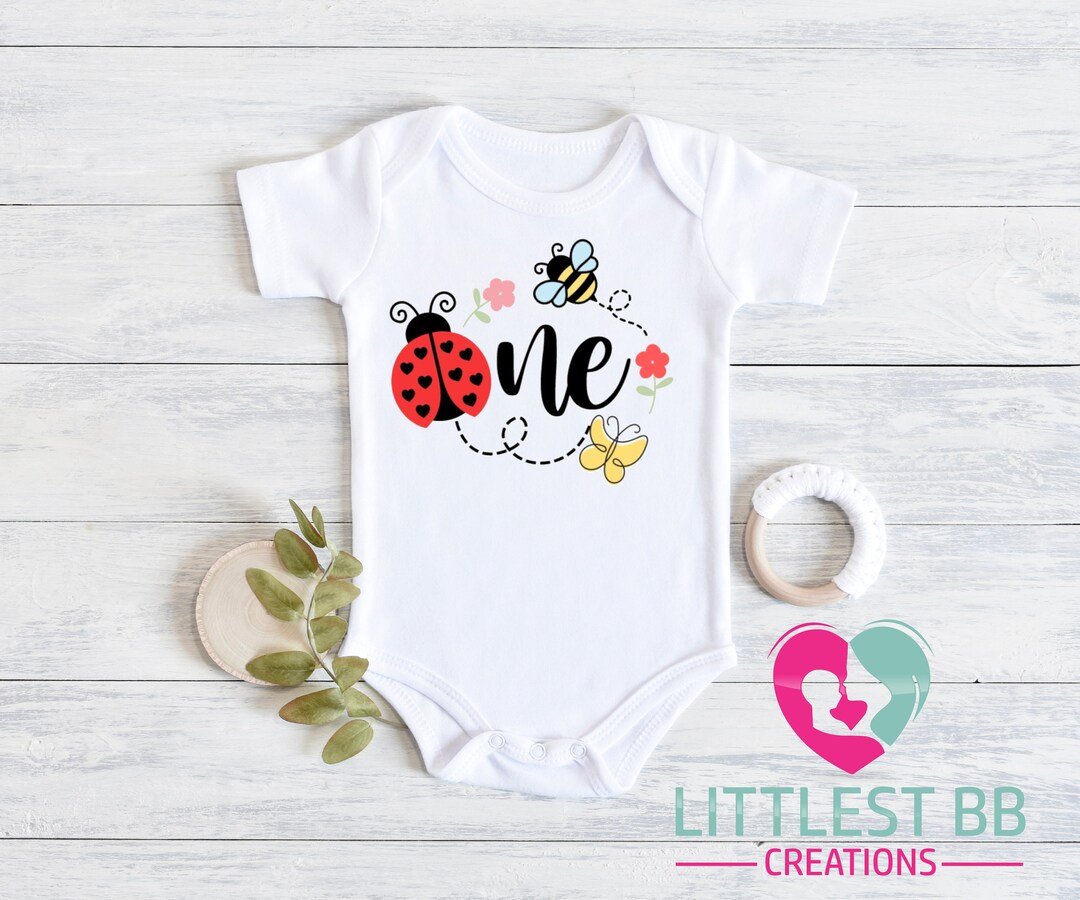 Ladybug One Birthday Onesie® - Ladybug Baby Girl Onesie® - Ladybug ...