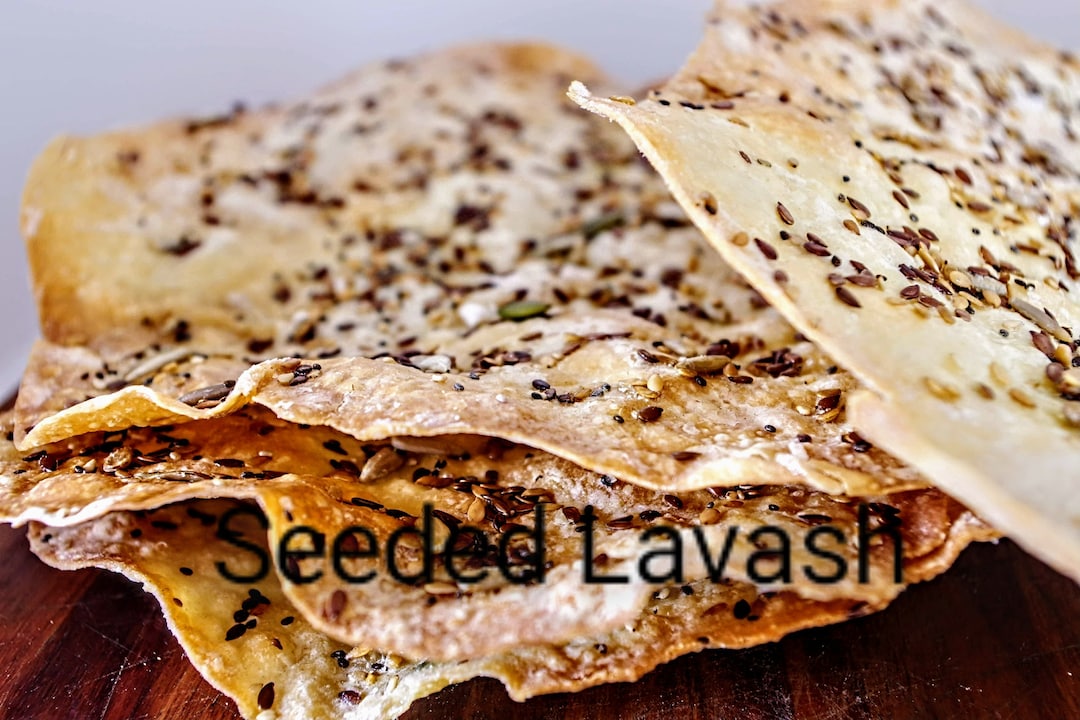 Seeded Lavash Cracker Bread: Vegan Crispy Snack - 15 Rounds - Etsy