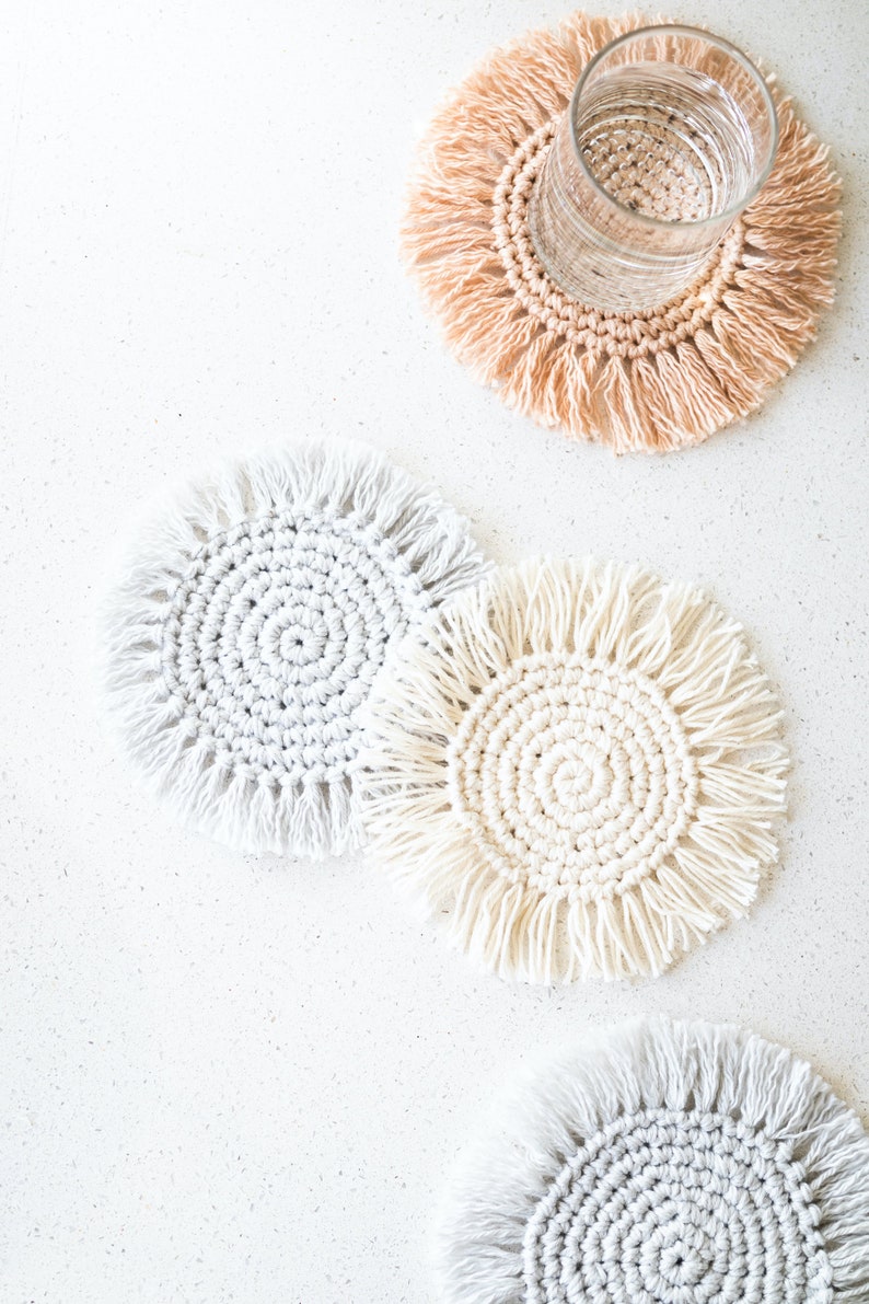 Beginner Boho Coasters Crochet Easy Summer Fringe Home Décor - Etsy New ...