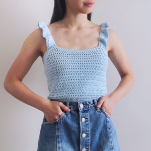 Crochet Ruffle Strap Tank Top Ava Easy Summer Crop – Crochet Pattern ...