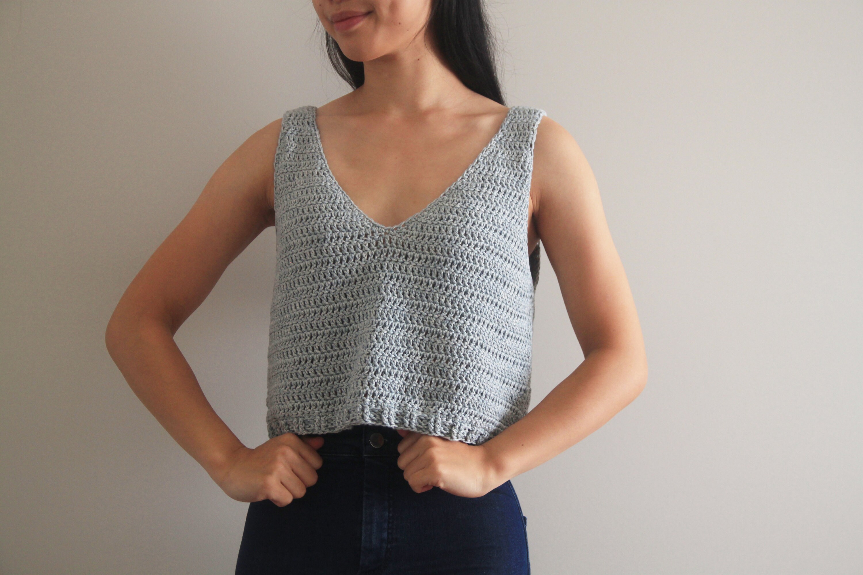 Crochet Tank Top Pattern / Modern V-neck Tank Top / Easy - Etsy
