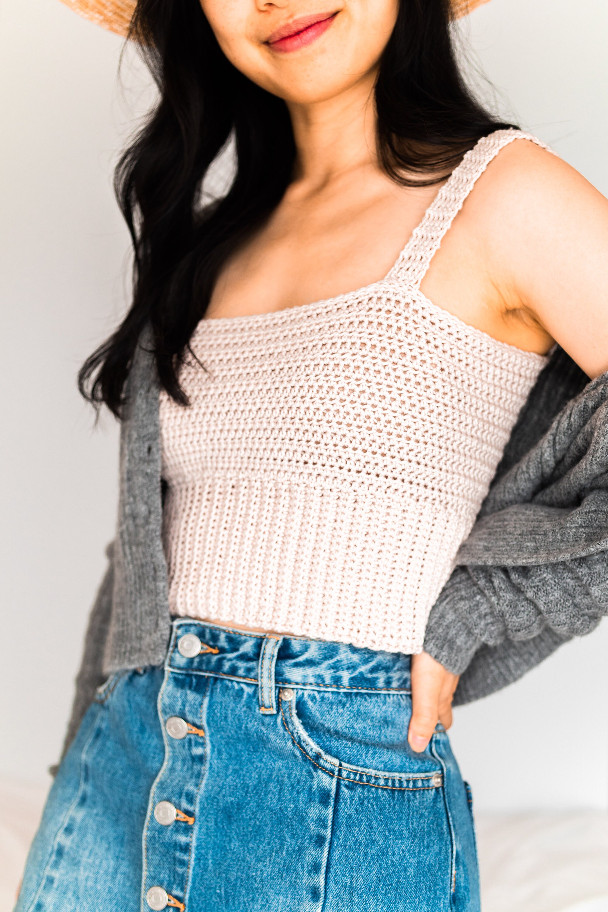 Crochet Square Neck Crop Top Easy Summer Tank Top Modern Etsy
