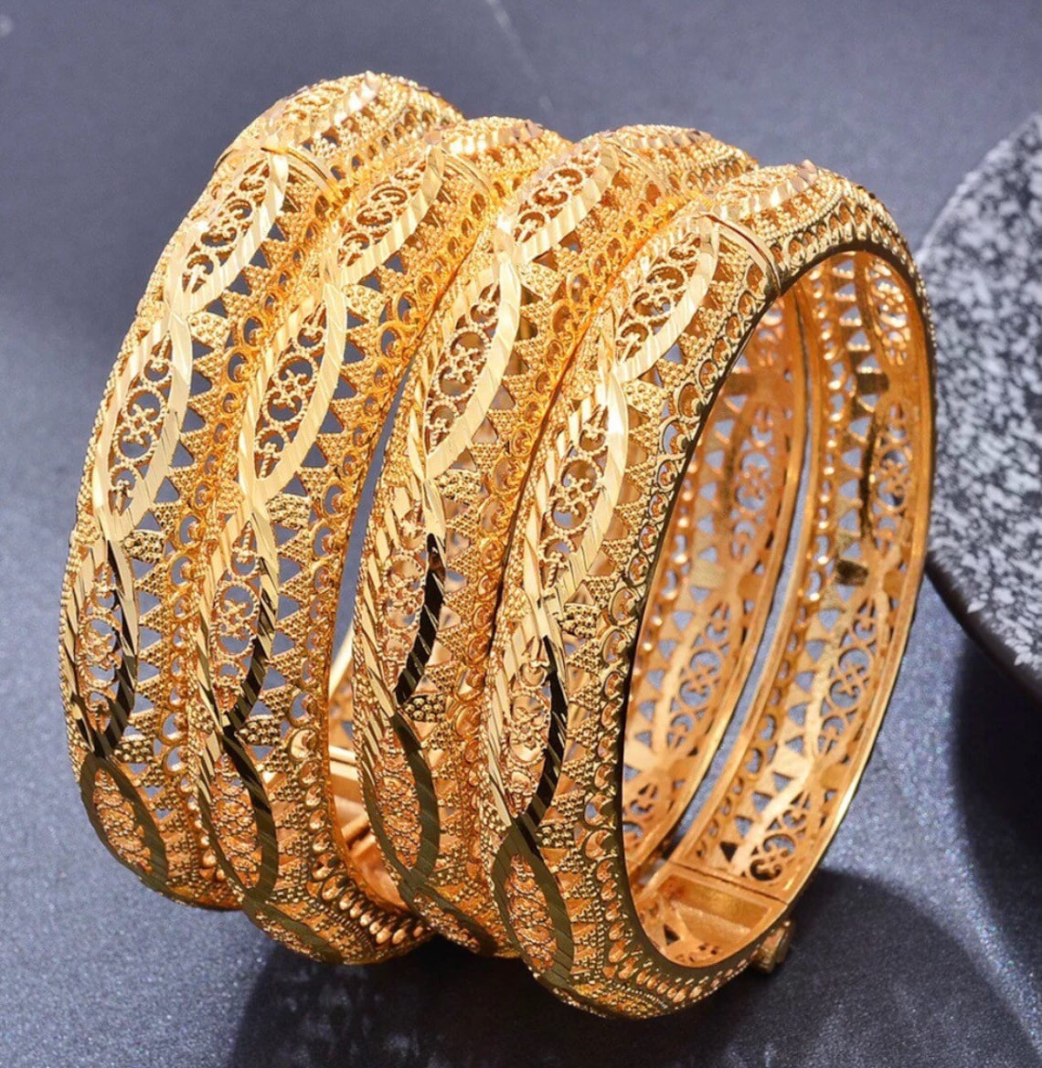 24K real gold plated Dubai bangle jewelry bangles 2 pcs bangle | Etsy