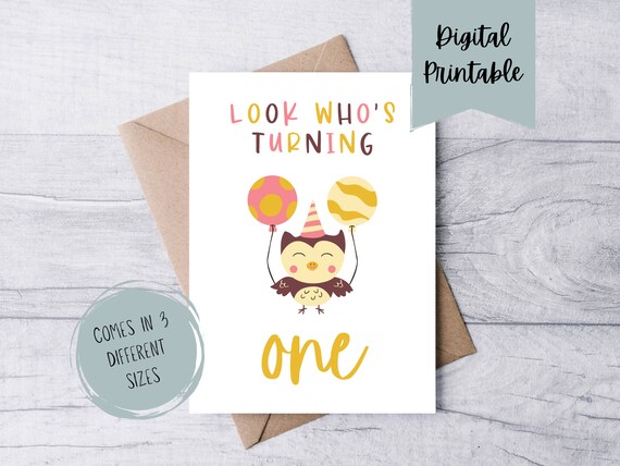 1st Birthday Card Printable First Birthday Card Printable - Etsy