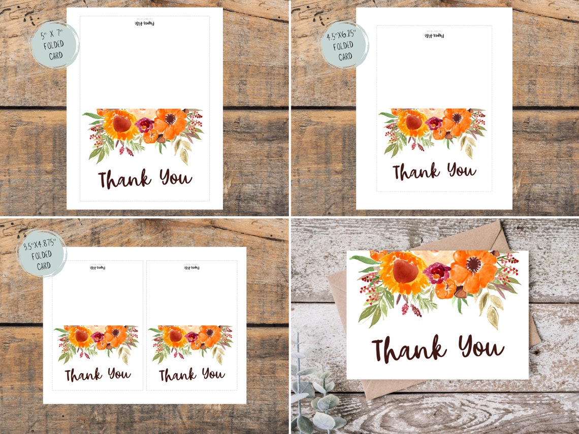 Digital Thank You Cards Printable Thank You Cards Floral - Etsy