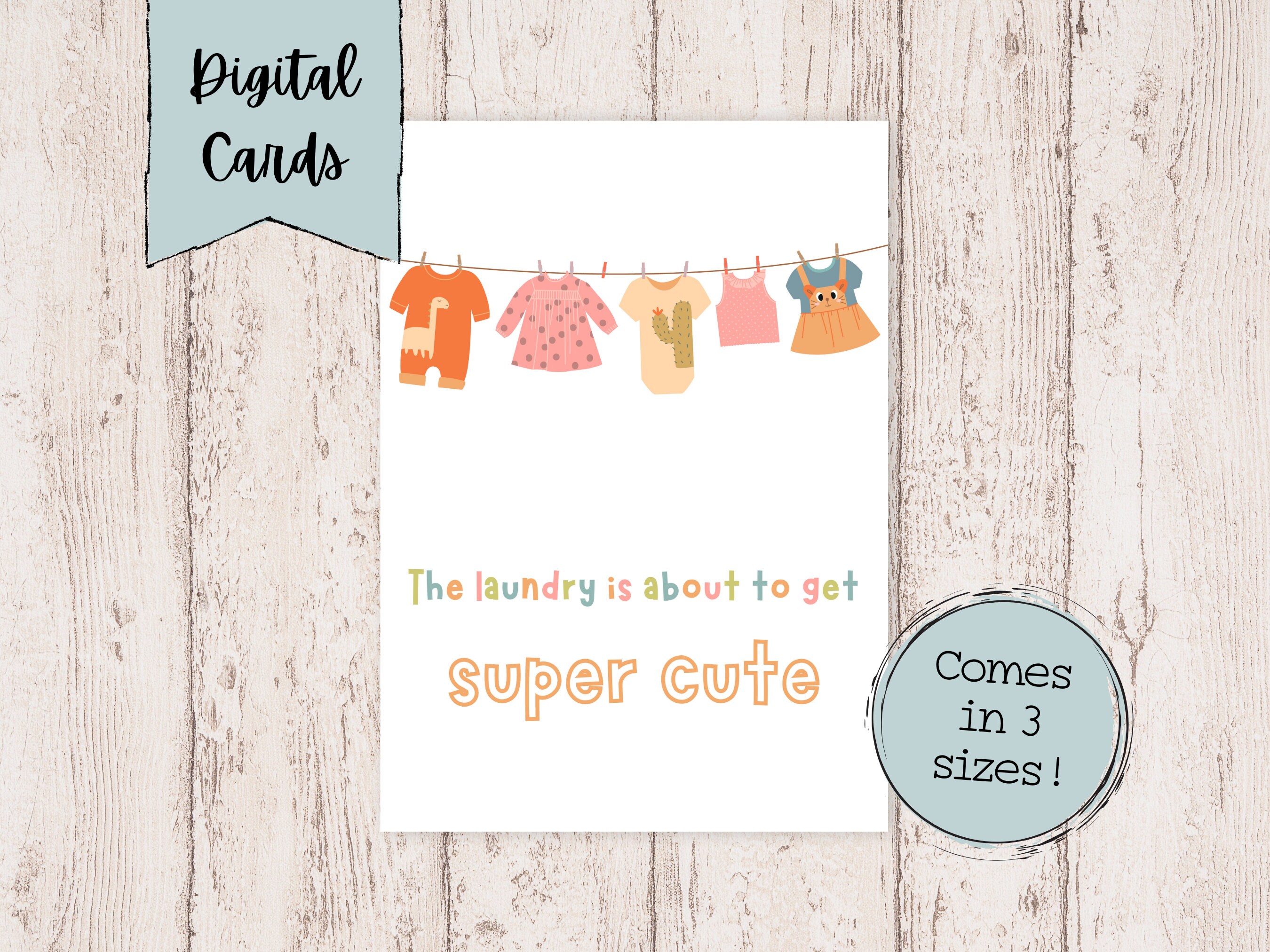 Baby Shower Digital Printable Card Baby Laundry Printable Card Digital ...